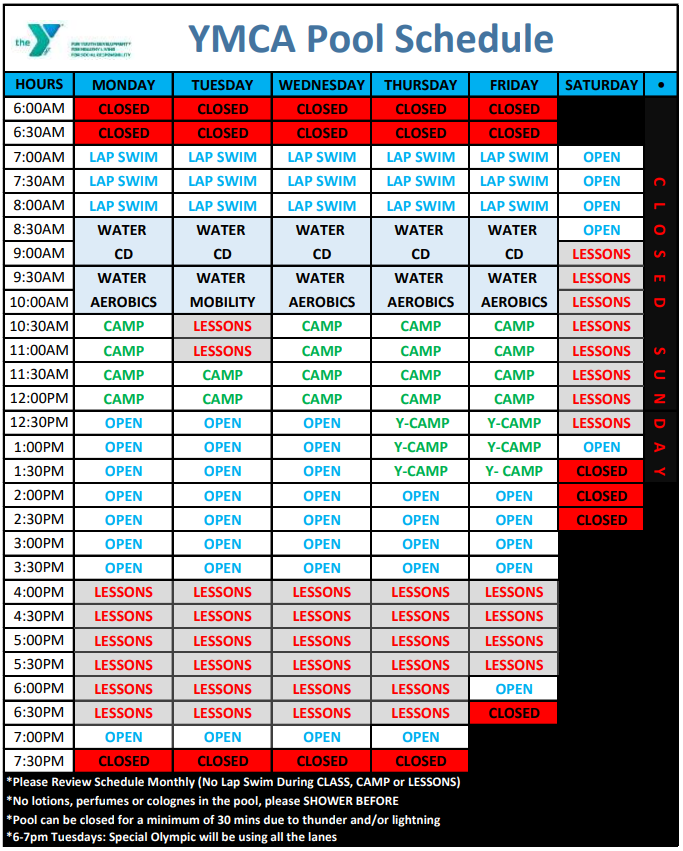 Pool Schedule, Aqua Aerobics & Open Swim | YMCA of the Palm Beaches