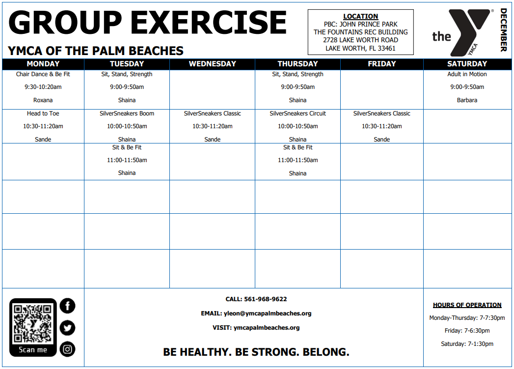 Group Exercise Schedule | YMCA of the Palm Beaches