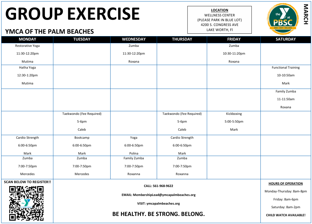 Group Exercise Schedule | YMCA of the Palm Beaches