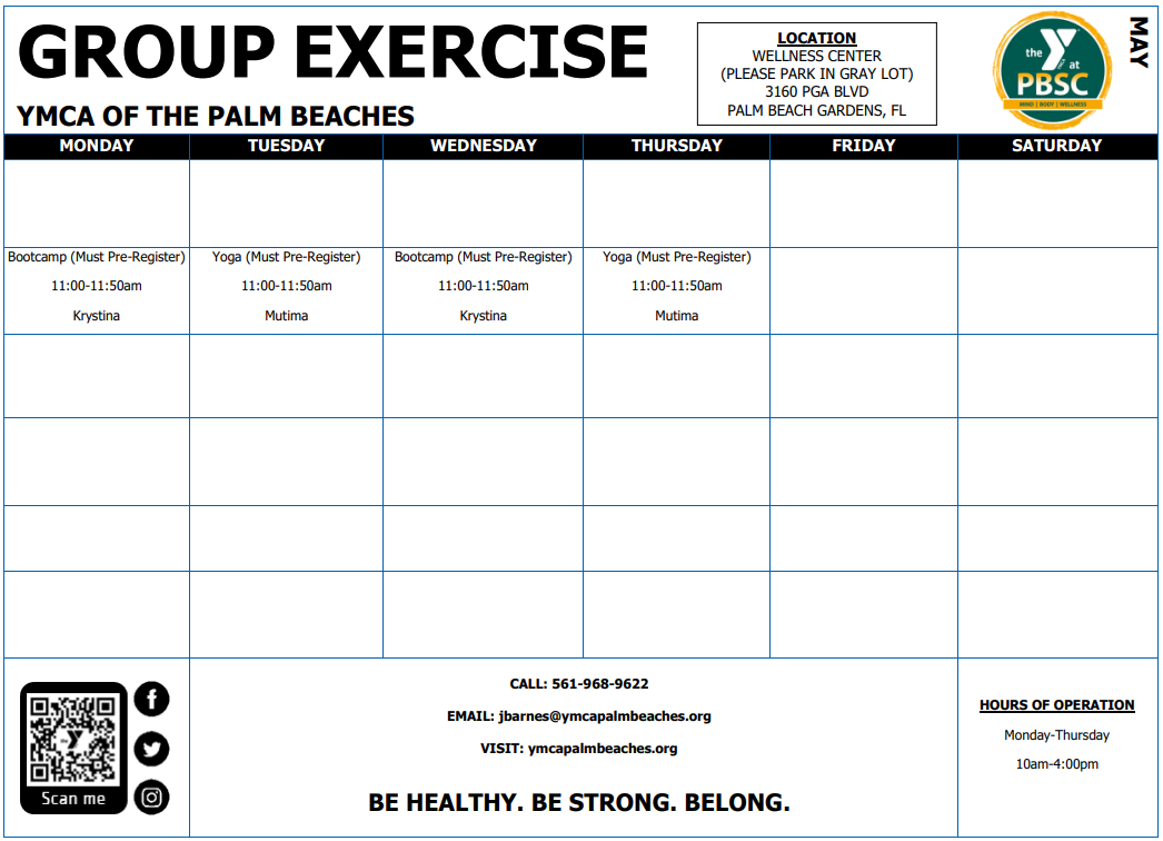 Group Exercise Schedule | YMCA of the Palm Beaches