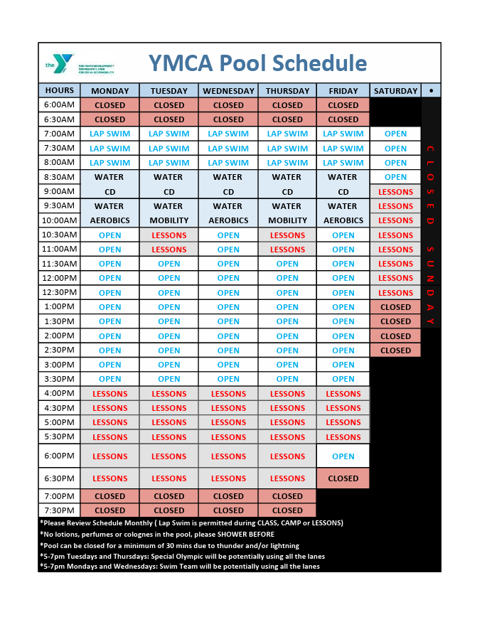 Pool Schedule, Aqua Aerobics & Open Swim | YMCA of the Palm Beaches